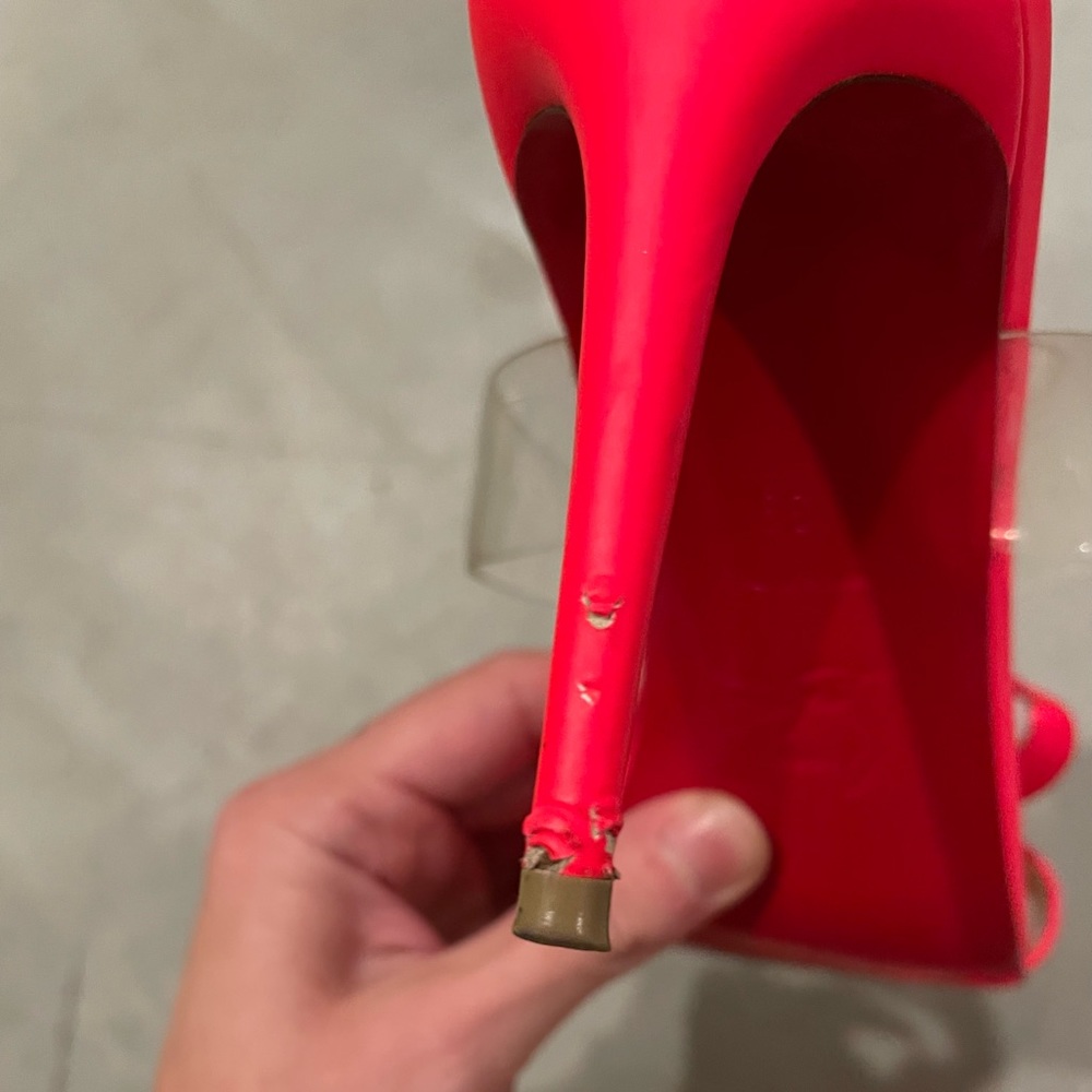 Christian Louboutin Neon Pink Clear Pvc Bow Heels Siz… - Gem